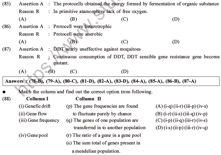 Neet Biology Evolution Mcqs Set B With Answers